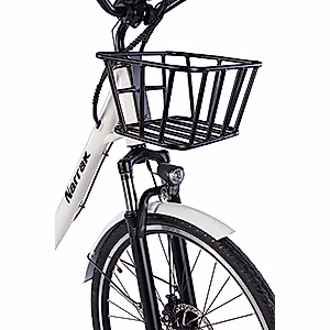 NARRAK 36V 350W 10Ah 26" Step-Thru Electric Bicycle City E-Bike Mountain Bikes Up to 30 Miles Removable Battery, Shimano 7-Speed and Dual Shock Absorber Commuter Bike for Adults (White)