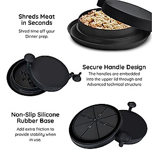 3 PCS Chicken Shredder,Shredder Pro Bowl with Meat Claws,Meat Shredder Tool with Handles,Heat Resistant Bear Claws for Shredding Meat,Meat Shredder,Chicken Tool,Non-Skid Chicken Shredder,black