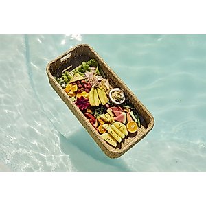 Floating Pool Tray Floating Serving Tray Table & Bar - Swimming Pool Floats for Adults, Spas, & Pool Parties - Floating Tray for Pool Serving Drinks, Floating Brunch, Food on The Water - Honey