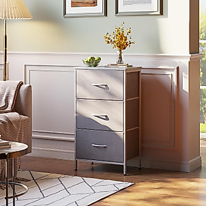 AODK Dresser for Bedroom Nightstand Small Dresser Chest of Drawers End Table for Living Room, Closet Dresser with 3 Storage Drawers Organizer Clothes, Light Grey