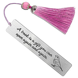 YUWANTR A Book is a Gift You Can Open Again and Again Funny Metal Bookmark Book Lover Gifts for Woman Man Teens Students Friends Bookworm Readers Teacher's Inspirational Graduation Gifts