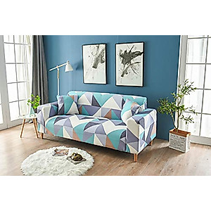 HOOBUY Printed Sofa Cover Stretch Couch Covers Sofa Slipcovers for 4 Cushion Couch with Two Free Pillow Case 07#(4 Seater/Large 3 Seater)