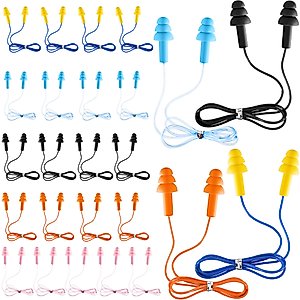 LEIFIDE 25 Pairs Corded Ear Plugs Silicone Waterproof Ear Plugs with Cords for Sleeping Snoring Swimming Shooting, Reusable Ear Plugs Noise Cancelling and Hearing Protection
