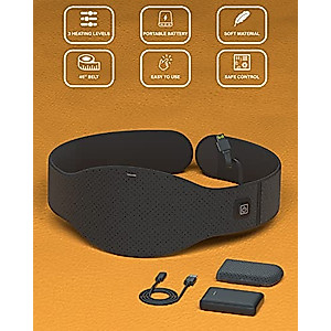 Calorella Portable Cordless Heating Pad with Battery - Wireless Electric Heat Belt with 3 Heat Levels, for Lower Back or Cramps Belly Pain Relief Heating Pads Black