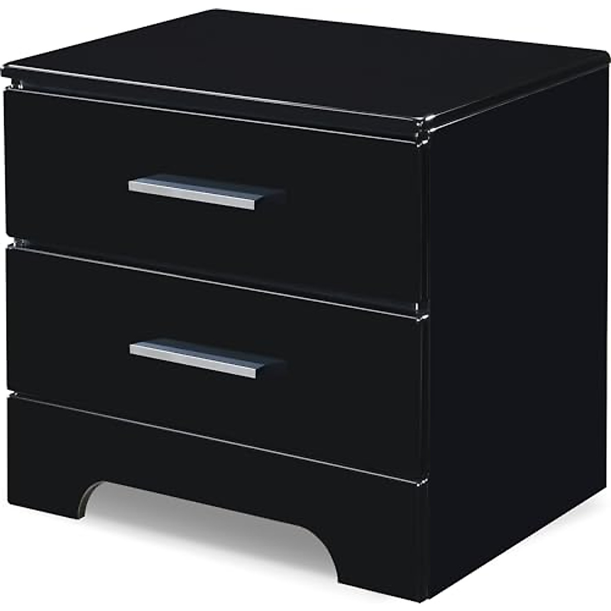 ClickDecor Hudson End Side Nightstand with 2 Drawers, Wooden Accent Table for Bedroom with Matte Chrome Handle, Black