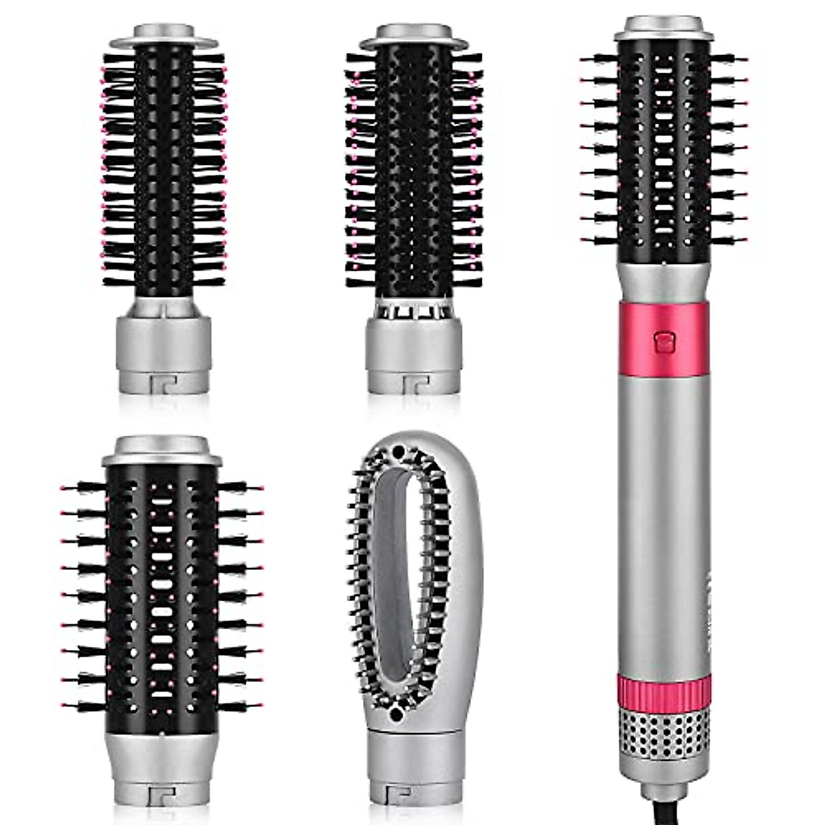 Hair Dryer Brush, Upgraded Detachable Hot Air Brush Set, with 4 Brush Heads Hair Dryer and Volumizer, Negative Ion Hair Dryer Brush for Reducing Frizz and Static