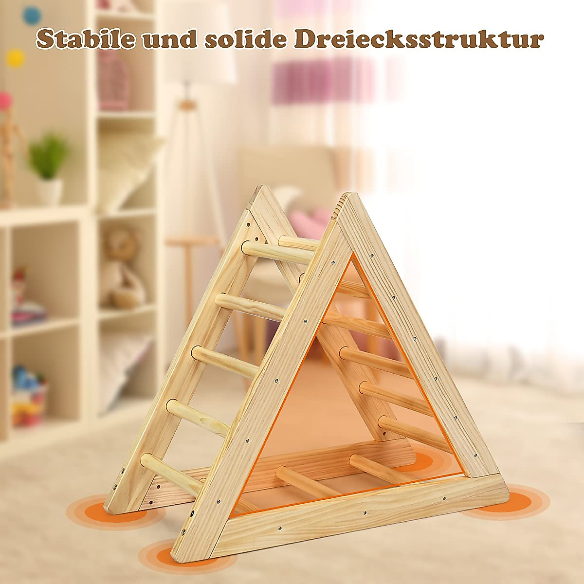 INFANS Kids Wooden Triangle Climber, Toddler Climbing Toys with 3 Different Climbing Ladders, Indoor Playful Climbing Toys with Stable Structure, Gift for 3+ Boys Girls