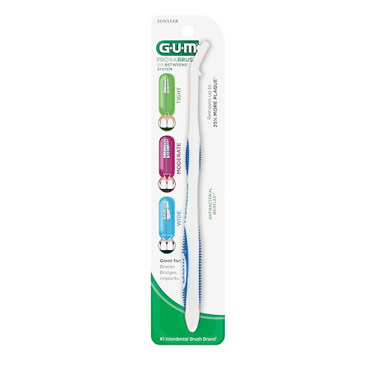 GUM Proxabrush Permanent Handle Refills - Compatible with Go-Betweens Interdental Brushes - Floss Picks for Teeth, Braces, and Implants (6pk)