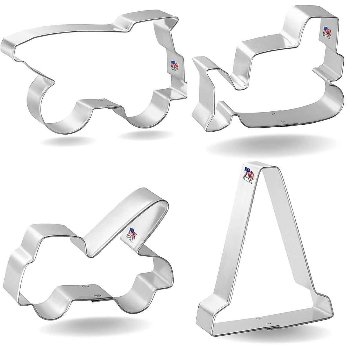 Foose Cookie Cutter 4 Piece Construction Set Bulldozer, Dump Truck, Tow Truck, Traffic Cone USA