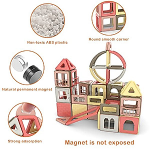 AOMIKS 151 PCS Set Magnetic Building Blocks Tiles for Kids Learning & Educational STEM Mini Building Toys for Girls and Boys Ages 3 4 5 6 7 8 Years Old 3D Magnetic Tiles