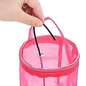 2 Pieces Empty Yarn Storage Bags, Mesh Holder Yarn Storage Organizer, Mini Yarns Drum Knitting Bag for Carry Crochet Hooks Sewing Accessories Storage Tote Bag (Hot Pink)