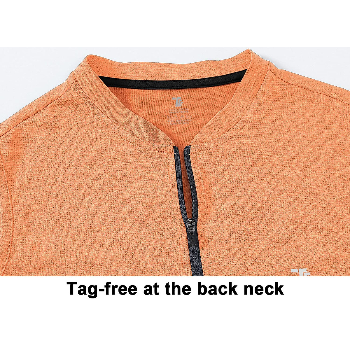 BGOWATU Women's Golf Polo Shirts Sleeveless Zip Up Collarless UPF 50+ Tennis T-Shirt Lightweight Quick Dry Light Orange M