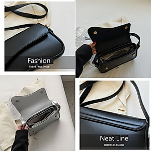 Shoulder Bag for Women Y2K Trendy Purse Vegan Leather Hobo Handbags Clutch Saddle Bag with 2 Removable Strap (black)