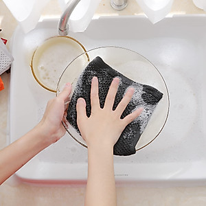 Homaxy 100% Cotton Waffle Weave Kitchen Dish Cloths, Ultra Soft Absorbent Quick Drying Dish Towels, 12 x 12 Inches, 6-Pack, Black