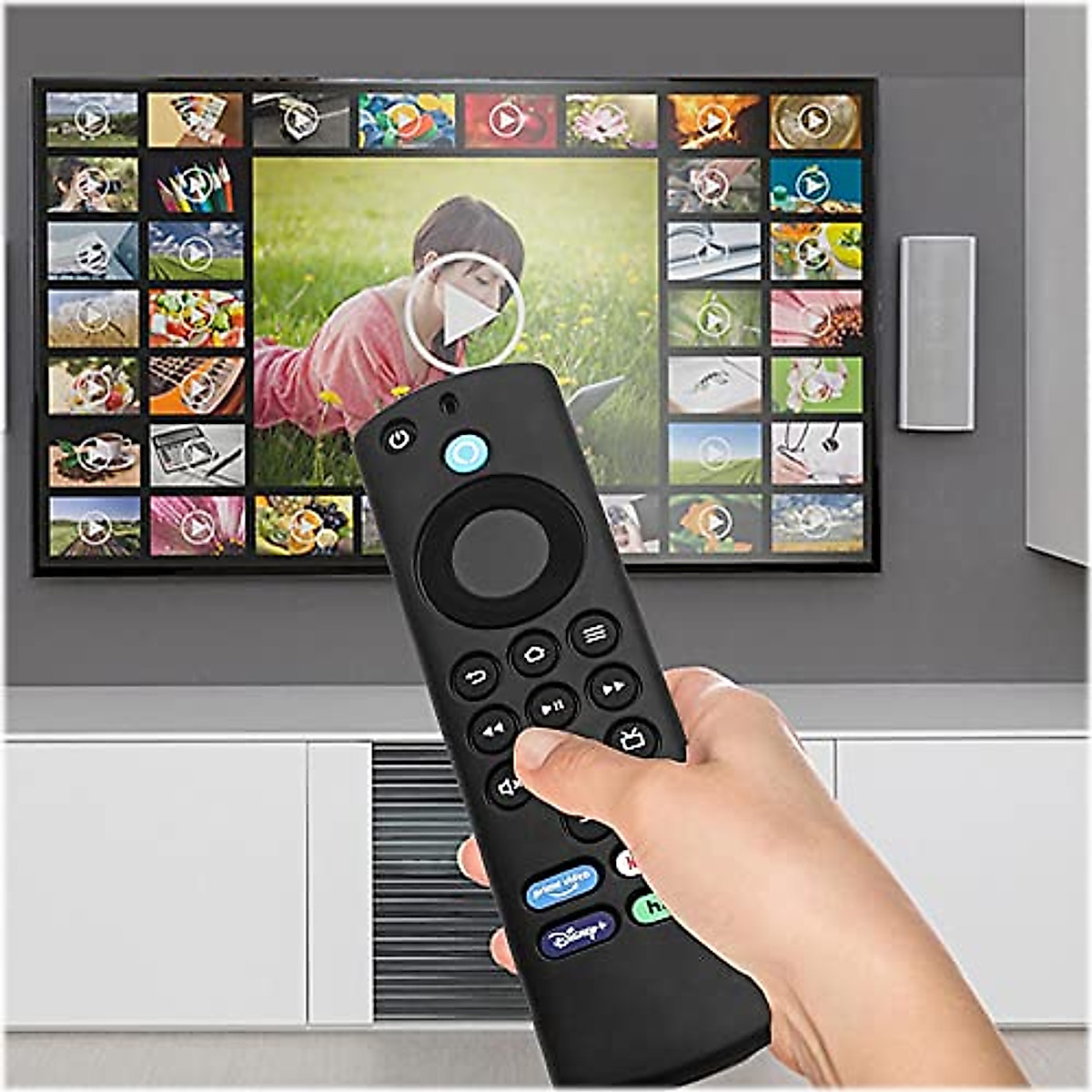 SaharaCase Amazon Fire TV Stick 4K (3rd Generation) Remote Silicone Case for Apple AirTag Lightweight Anti Slip Shockproof Silicone Cover (Black)