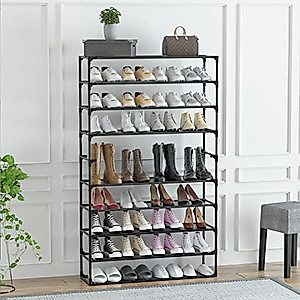 TY ARTS & CULTURE 2 Pack 10-Tiers Shoe Rack Organizer, Sturdy Metal Pipes & Durable Non-Woven Fabric, Space Saving Tall Shoe Rack Hold 80-100 Pairs, Shoe Rack for Entryway (Black)