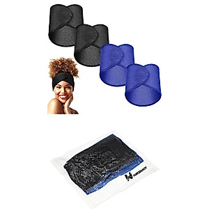 Haysandy Hair Wrap, 4 Pieces Mesh Hair Wrap for Black Women - Face Wash Makeup Hair Accessories Headbands (Black, Blue, 1 Count Pack of 1)