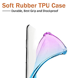 DFTCVBN Phone Case for Moto ThinkPhone Case, ThinkPhone 5G Case with HD Screen Protector, Crystal Rainbow Gradient Slim Clear Phone Cover TPU Back Protective Case for Motorola ThinkPhone Purple/Blue