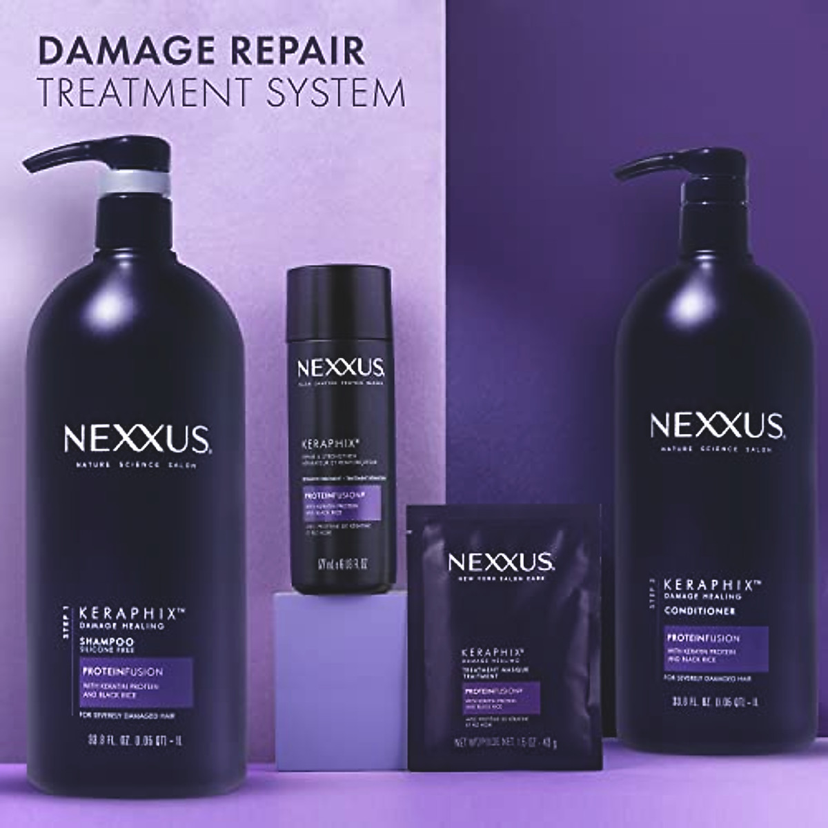 Nexxus Keraphix ProteinFusion Conditioner with Keratin Protein and Black Rice Conditioner for Damaged Hair 33.8 oz