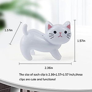 Ctpeng Cute Bag Clips,Food Bag Clips for Airtight Seal for Food Storage for Bread Bags, Snack Bags (White,Cat)