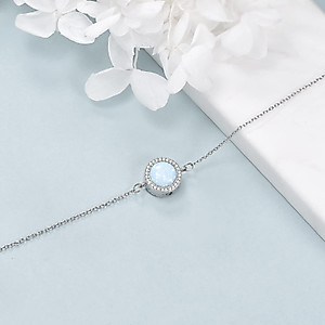 ONEFINITY Opal Urn Bracelet For Ashes 925 Sterling Silver Opal Cremation Keepsake Pendant Locket Bracelet For Women Mom