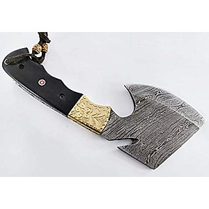 Damascus Steel Blade Axe Hatchet Gut Hook Tomahawk Hunting Knife Camping Hiking SM23