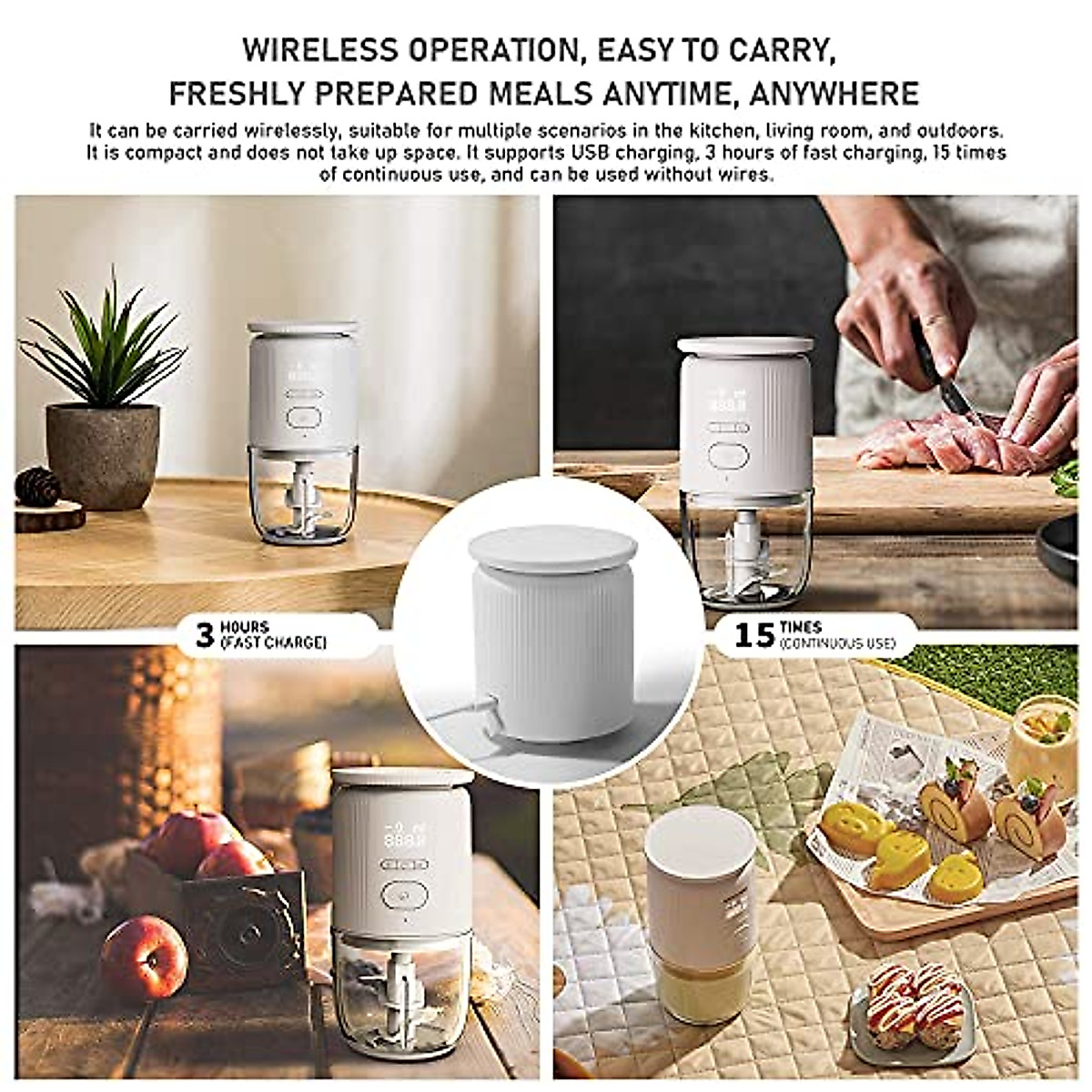 Baby Food Maker | Baby Food Processor with Kitchen Scale, Wireless Portable Food Chopper Electric, Suitable for Meat, Vegetables, Fruits, Spices, Baby Food (300ML)