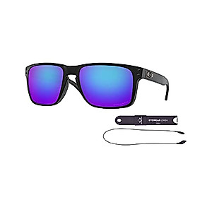 Oakley OO9417 Holbrook XL t 941721 59MM Matte Black/Prim Saphire Iridium Polarized Square Sunglasses for Men + BUNDLE Accessory Leash Kit + BUNDLE with Designer iWear Complimentary Care Kit