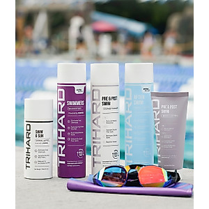 TRIHARD Swimmers Skin Hair Care Kit, After Swim Chlorine Removal Body Wash and Shampoo, Pre Post Swim Conditioner and Body Lotion, Swim and Sun Face Wash, Set of 5