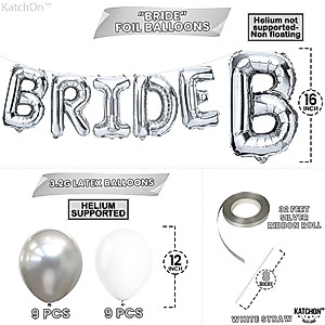 KatchOn, 23pcs Silver Bride Balloons Set - 16 Inch, Silver & White, for Bachelorette Party Decorations