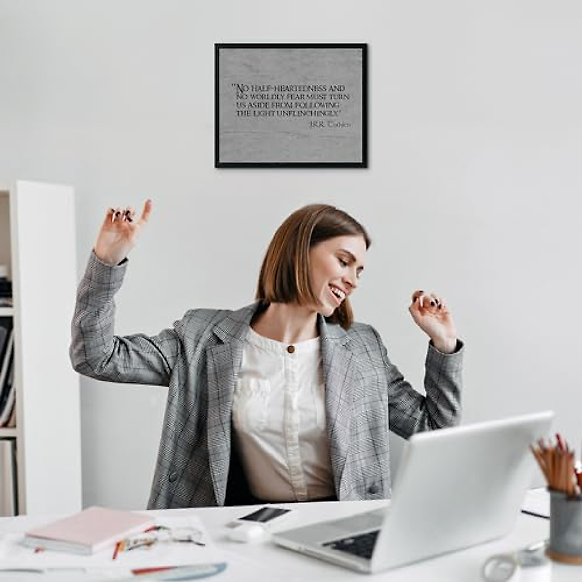 Worldly Fear Musn’t Dim Light - Motivational Wall Art, Motivational Wall Decor Print With J.R.R. Quotes Is An Inspirational Wall Art For Office, Home Wall Decor & School Decor. Unframed-10 x 8"