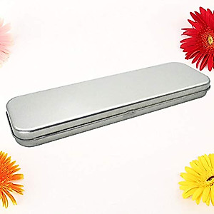 NUOBESTY Tiny Box 5pcs Tinplate Pen Box Metal Pencil Case Rectangular Pen Holder Empty Hinged Tin Box Multi Functional Container for Students Adults Pen Pencil Makeup Brushes Syringe Small Pencil Box