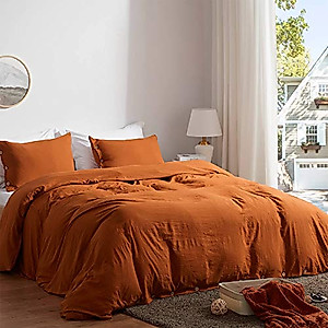 SunStyle Home Twin Size Duvet Cover Set with Buttons Closure Umber, 2 Pieces Solid Color Ultra Soft Skin-Friendly Comforter Cover Set (1 Duvet Cover +1 Pillowcase)