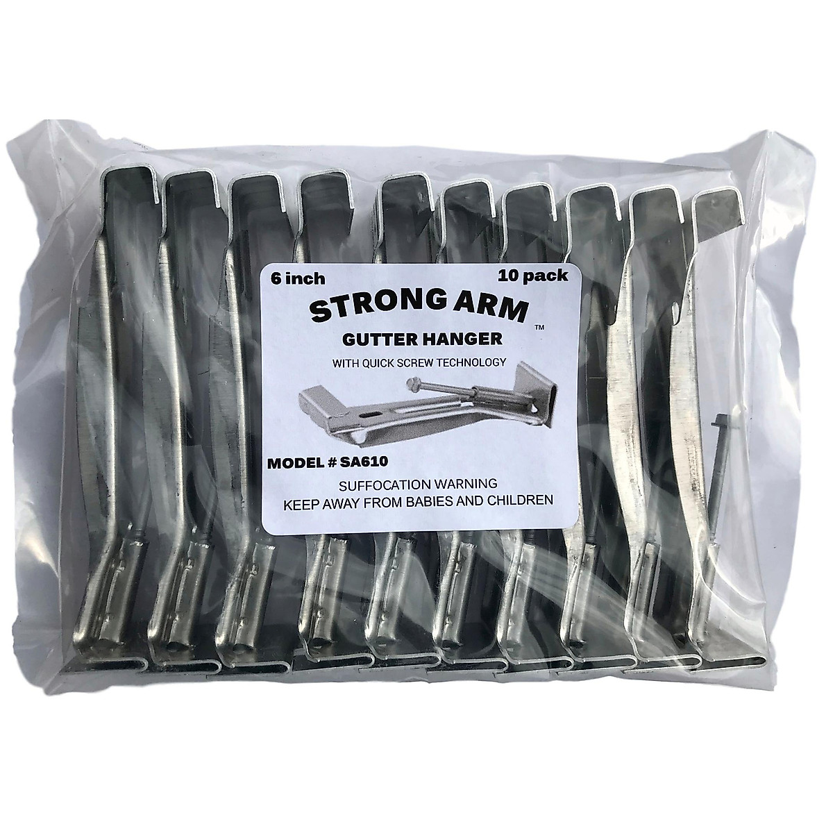 Heavy Duty 6 Inch Hidden Rain Gutter Bracket Hook Hangers with Clip (10 Pack)