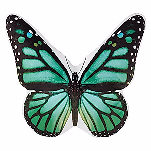 JWH 3D Butterfly Pillow Decorative Animal Throw Pillow Aesthetic Stuffed Plush Accent Pillow Case Colorful Pillowcase Cute Cushion Bed Couch Bedroom 13x18 Inch Black Green