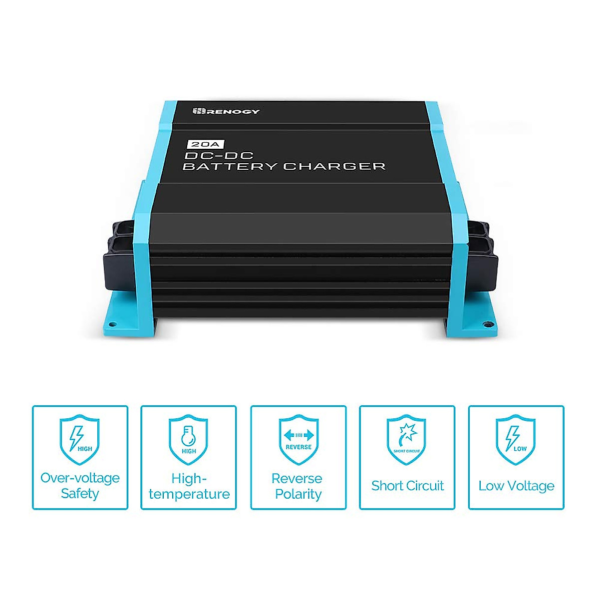 Renogy 12V 20A DC to DC On-Board Battery Charger for Flooded, Gel, AGM, and Lithium, Using Multi-Stage Charging in RVs, Commercial Vehicles, Boats, Yachts, 20A