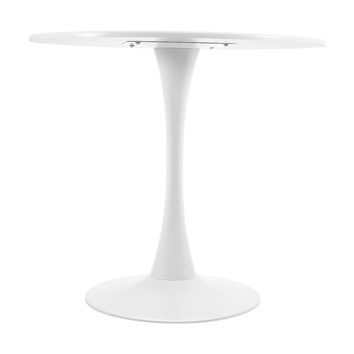 Round Dining Table, Tulip Kitchen Dining Table, Modern Small Desk Density Board Casual Table Coffee Table, Load-Bearing Capacity 165.35lbs, Suitable for Restaurant, Café, Dining Room, Balcony (White)