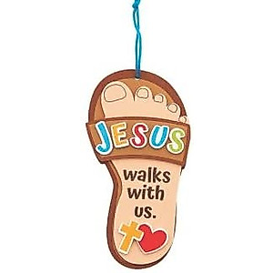 HAPPY DEALS ~ Jesus Walks Sandal Craft Kits | 12 Pack | 6 Inch | Religious Crafts for Kids