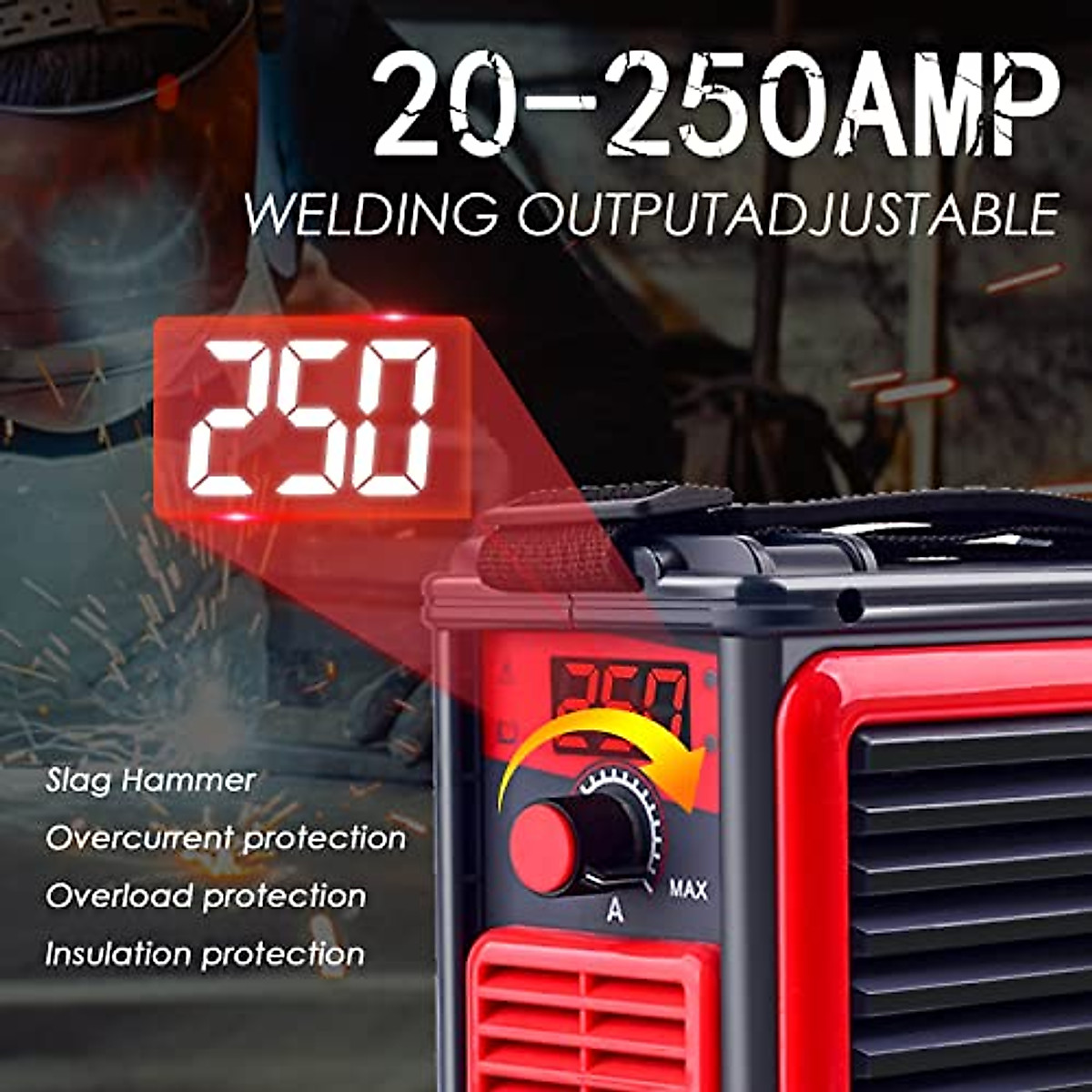 Welding Machine, Upgraded MMA-250A 110V Welder Machine,Portable Stick Welder IGBT Digital Display LCD,Home DIY Arc Welder,Hot Start Arc Force Anti-stick Mini Welder