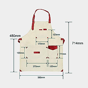 Berry&Bird Canvas Garden Apron with Pockets for Women & Men Waterproof Aprons Adjustable Neck Heavy Duty in Kitchen Cooking Outdoor Gardening