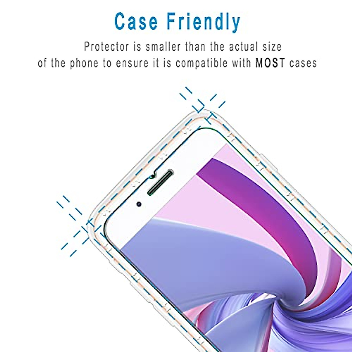 HPTech (2 Pack) Tempered Glass For iPhone 8 Plus, iPhone 7 Plus, iPhone 6S Plus, iPhone 6 Plus 5.5-Inch Screen Protector, Case Friendly, Easy to Install, Bubble Free