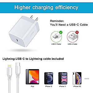 USB C Wall Charger, 20W Fast Charging Block Type C Power Wall Adapter Plug Cube for iPhone 14/13/12 Pro Max/ 11,Airpods Pro,iPad Air 5th/4th Generation,MacBook Air, iPad Pro,Galaxy S23/S22/S21 A14 5G