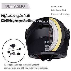 HALYING Bluetooth Modular Motorcycle Helmet DOT/ECE Approved Full Face Flip up Anti-Fog Double Visor Helmet Built-in Dual Speaker with Microphone for Adult Men and Women