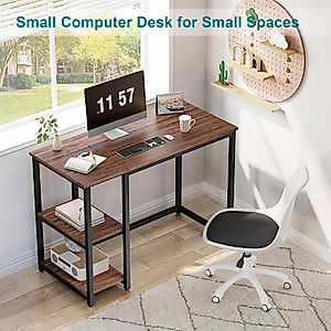 SINPAID Computer Desk 40 inch with 2 Shelves, Sturdy Home Office Desk with Large Storage Space, Modern Gaming Desk, Study Writing Laptop Desk(Brown,40 inch)