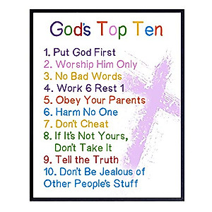 The Ten Commandments - 8x10 Christian Religious Scripture, Bible Verse Wall Art - Kids Wall Decor, Kids Bedroom Decor, Kids Wall Art - Gift For Child, Boys, Girls Room, Nursery - Unframed Poster Print