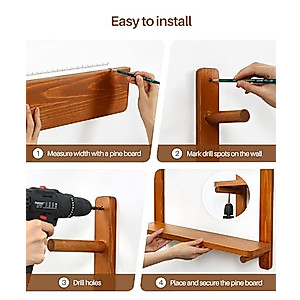 SUMGAR 24 Inch Floating Shelves for Wall Mounted Shelving Unit All Pine Wood 2 Tier Large Shelf for Bedroom Living Room Office Bathroom Home Decoration Storage Plant Photo Display Mid Century Modern