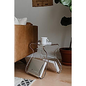 Umbra Magino, Acrylic Side Table, End Table, Stool with Storage, Modern Magazine Rack, Clear,21.725" x 20.9" x 15.125"