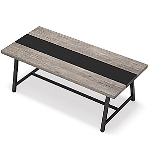 Tribesigns 6FT Rectangle Conference Table, 70.87L x 33.46W x 29.92H Inches Meeting Table for Conference Room, Vintage Wood Office Executive Desk with Strong Metal Frame for 6 People (Grey)