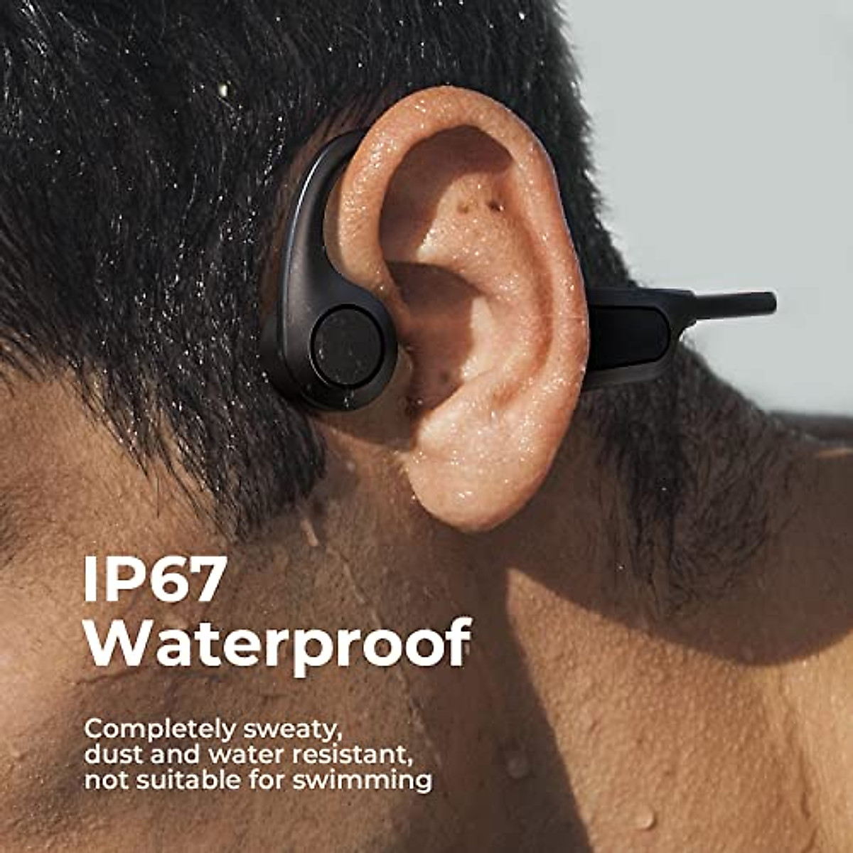 NAGFAK Bone Conduction Swimming Headphones, Bluetooth 5.3 Open Over Ear Running Headphone,Wireless 16GB Memory Headset IP67 Waterproof Sport Headphones with Mic