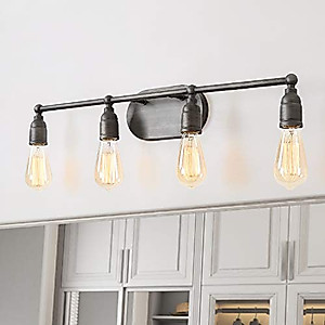 LNC Bathroom Vanity Light Fixture, Industrial Water Pipe Wall Lamp, Dark Silver Finish for Kitchen, Doorway, Entryway, 27.6”